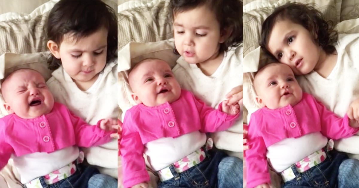 Adorable Big Sister Calms Down Crying Baby By Singing 'You Are My Sunshine'