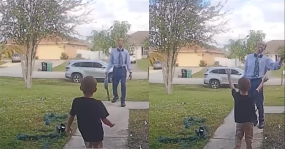 Just One More! Adorable Kids Chase After Dad for a Final Hug Before ...