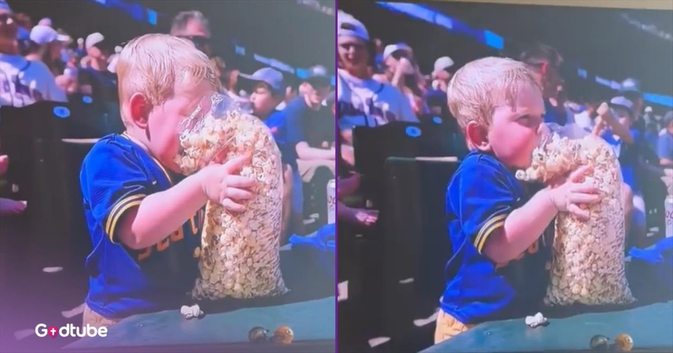 This Little Baseball Fan Loves Popcorn and It's Totally Adorable ...
